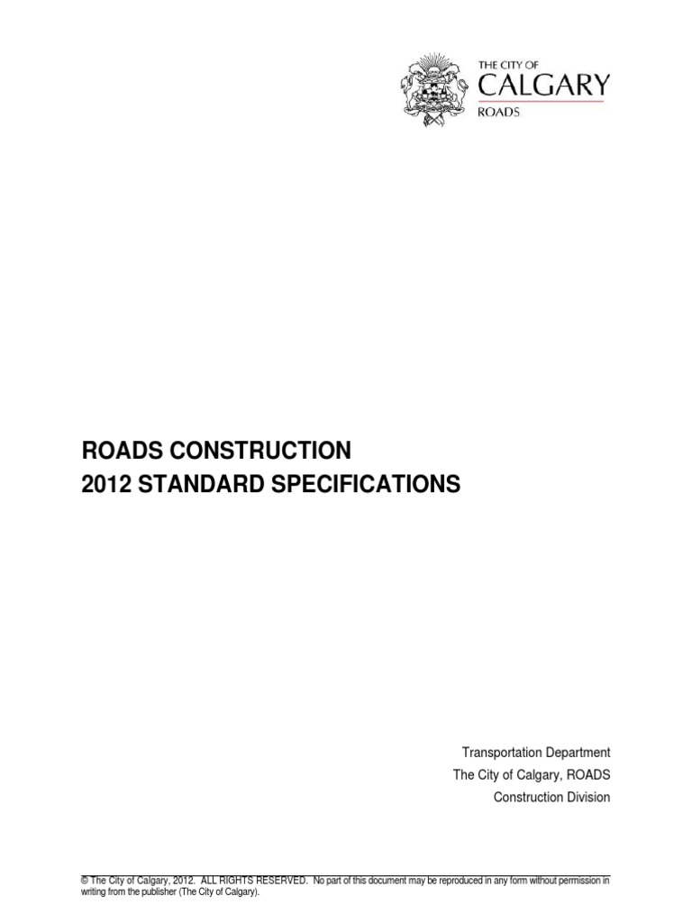 Roads Construction 2012 Standard Specifications | PDF | Road Surface | Road