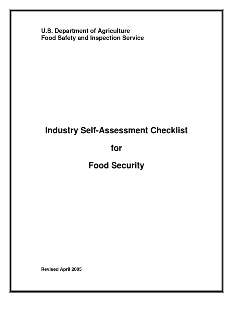 Industry Self Assessment Checklist For Food Security | PDF | Food ...