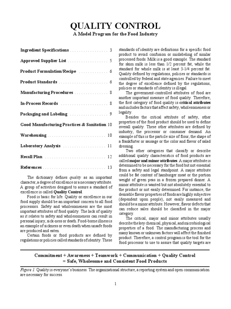 Quality Control A Model Program For The Food Industry | PDF | Packaging ...