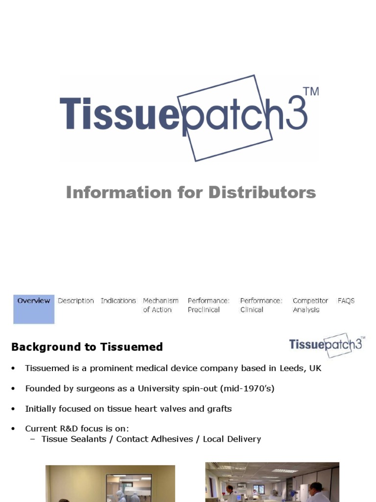 Tissue Patch 3 Information For Distributors v1 | PDF | Surgery | Adhesive