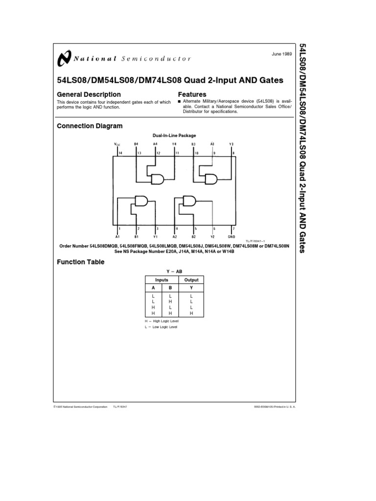 74LS08 | PDF | Integrated Circuit | Electrical Engineering