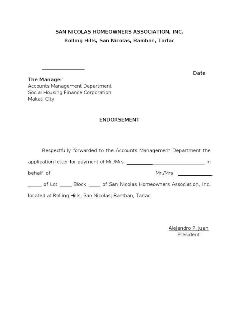 Endorsement Letter (Change Name) | PDF