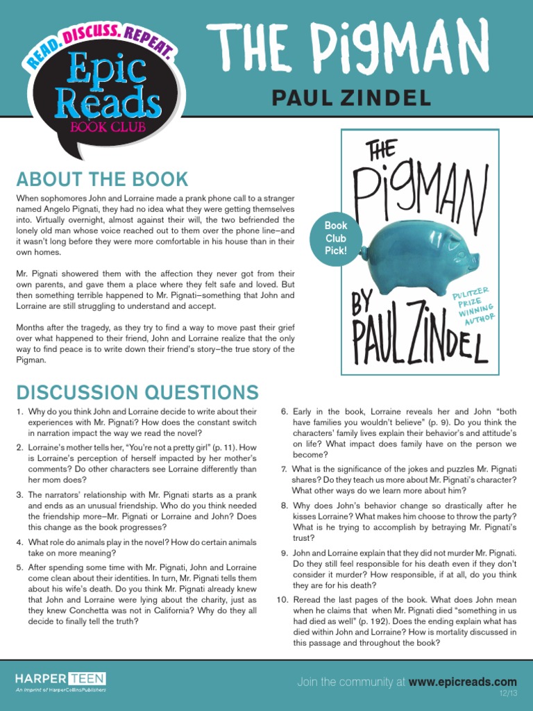 "The Pigman Discussion Guide" | PDF | Novels