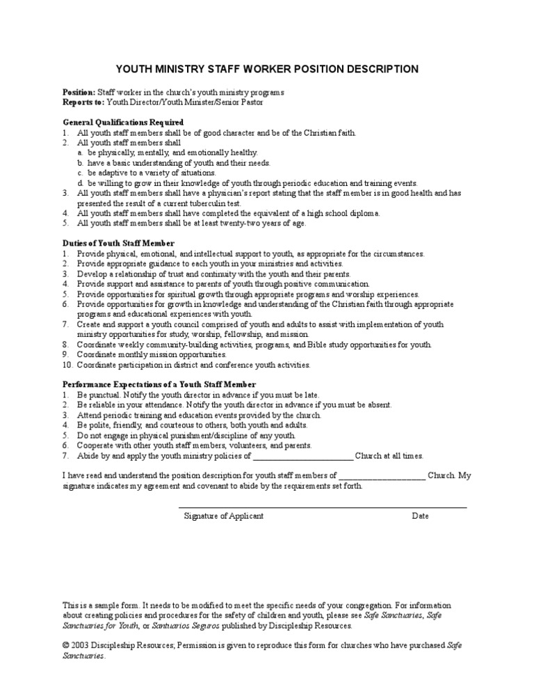 Youth Worker Job Description | PDF | Youth