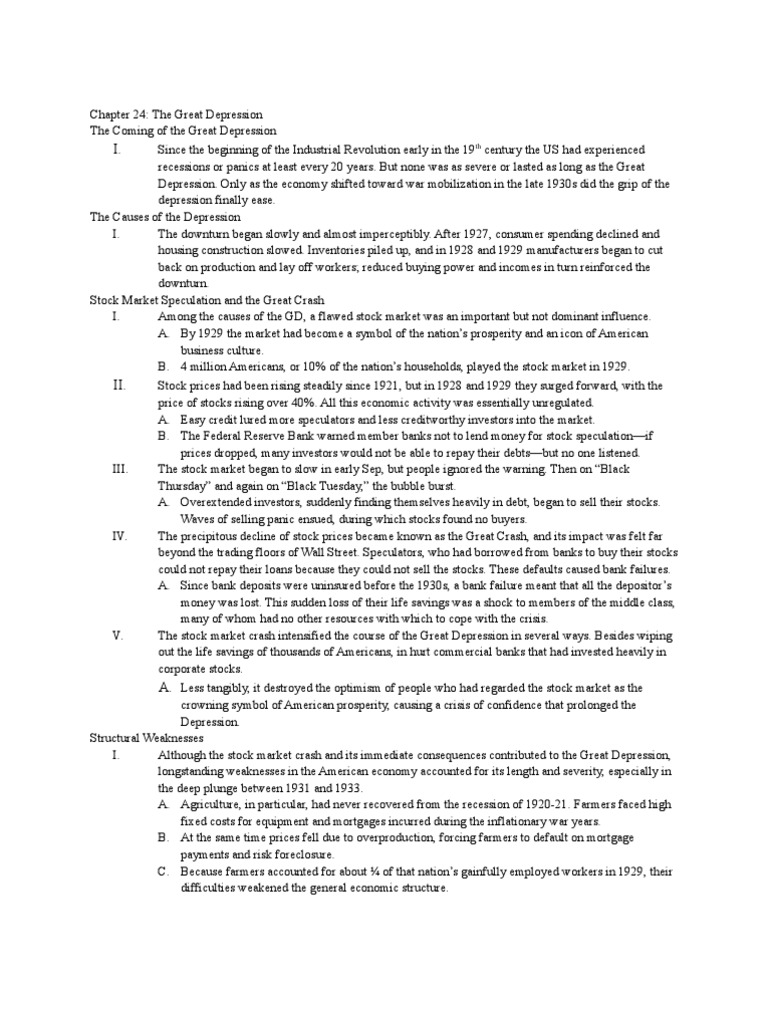 America's History Chapter 24: The Great Depression | PDF | Wall Street ...