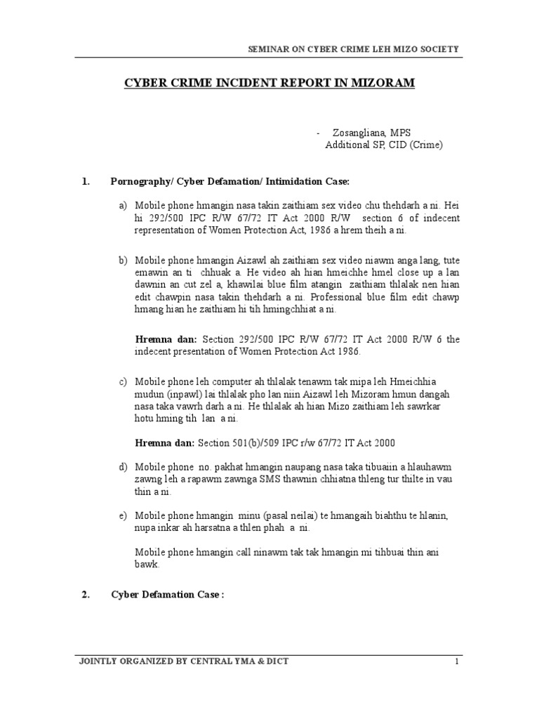 Cyber Crime Incident Report in Mizoram | PDF | Cybercrime | Service ...