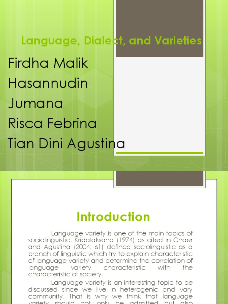Language, Dialect, And Varieties | Dialect | Languages