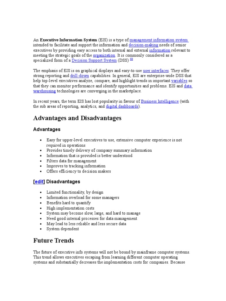 Executive Information Systems Overview | PDF | Intellectual Works ...