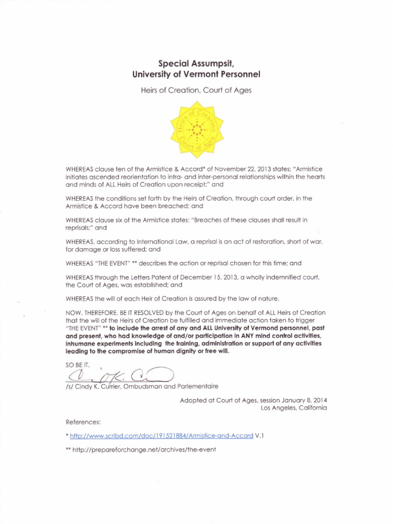 Special Assumpsit, University of Vermont Personnel | PDF