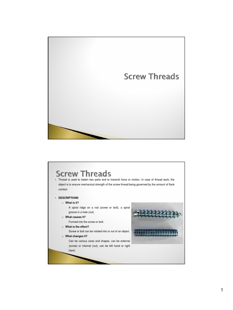 Manufacturing Process - Screw Threads | PDF | Screw | Tools