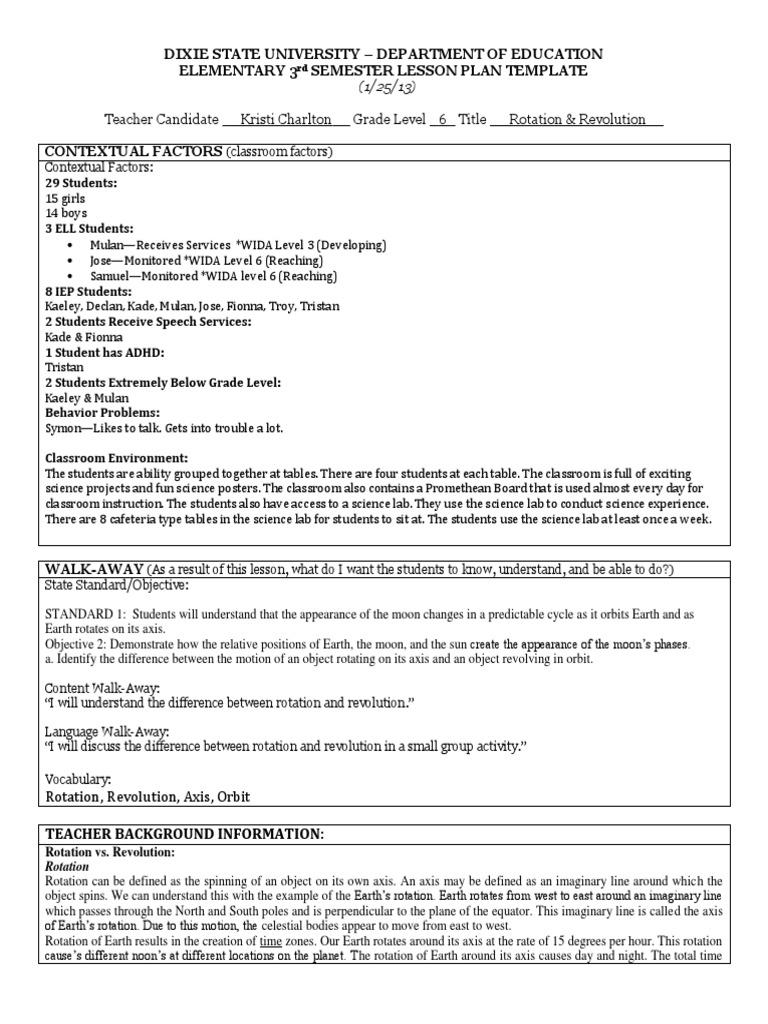 Rotation and Revolution Lesson | PDF | Rotation | Earth