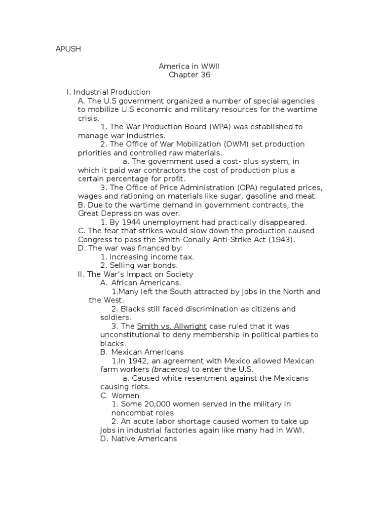 APUSH Outline | PDF | Franklin D. Roosevelt | Harry S. Truman