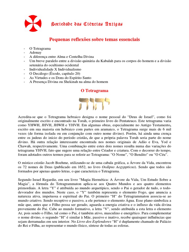 Estudo Sobre o Tetragrama | PDF | YHWH | Mente