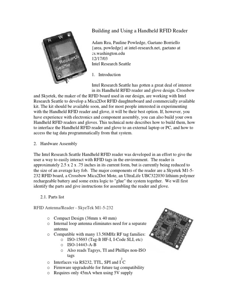 How To Build A Handheld RFID Reader PDF | Download Free PDF | Radio ...