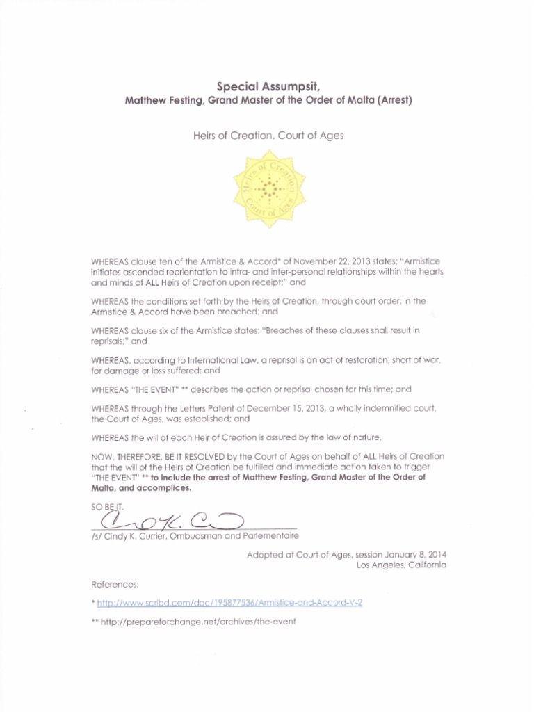 Special Assumpsit, Matthew Festing (Arrest) | PDF