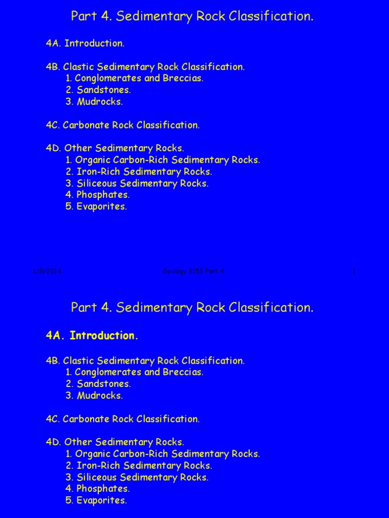 Sedimentary Rock - Chapter 4 Classification | PDF | Clastic Rock ...