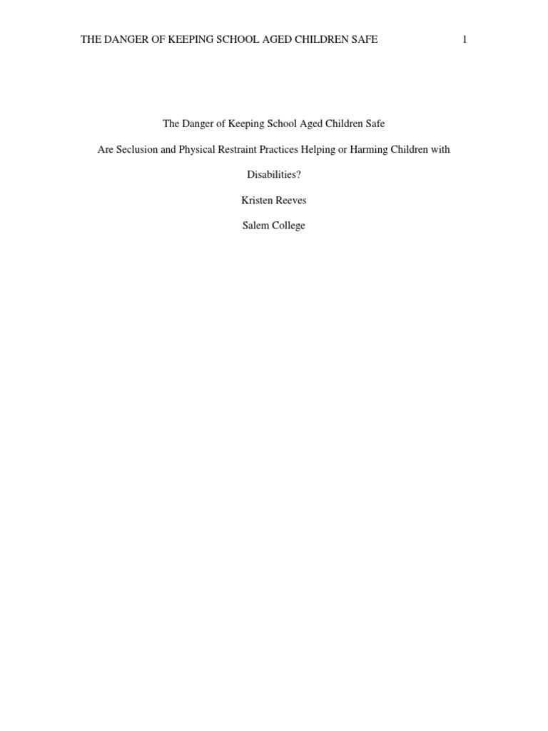Issues Paper, Seclusion & Restraint | PDF | Individualized Education ...
