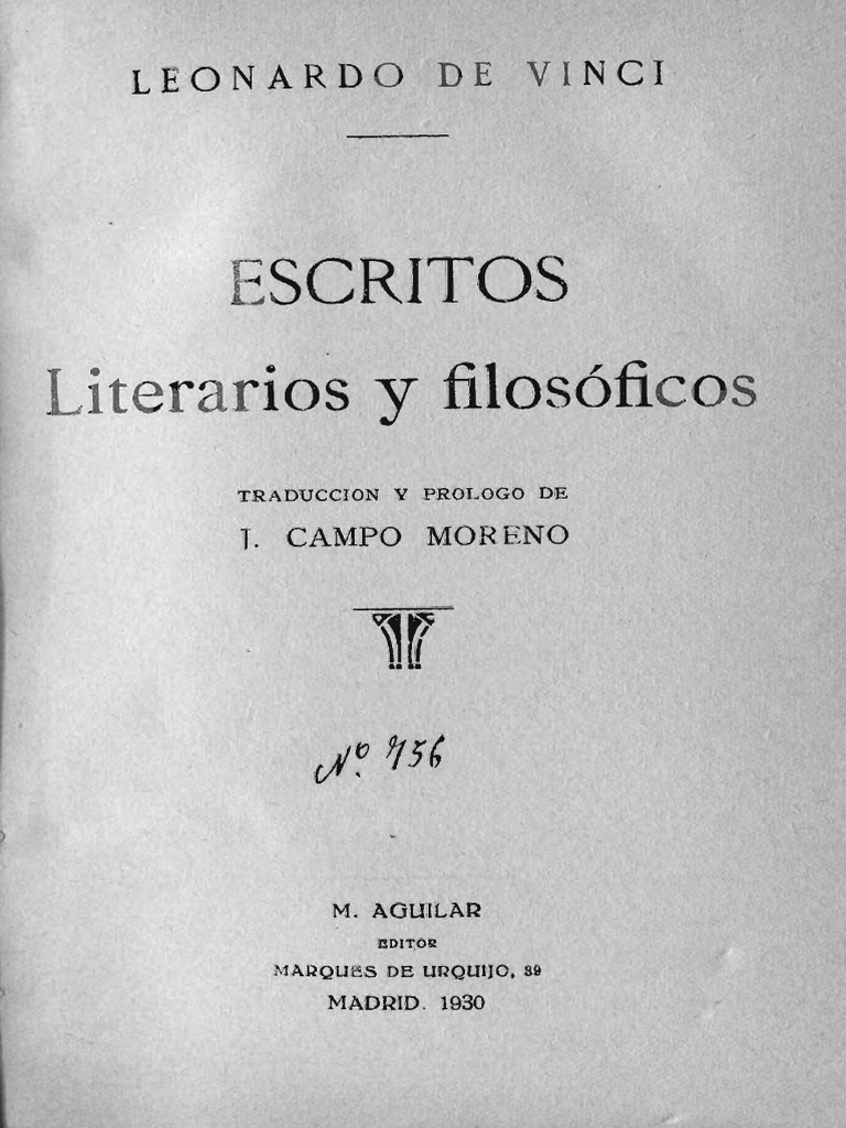 Escritos Literarios Y FilosÓficos Leonardo Da Vinci Leonardo Da