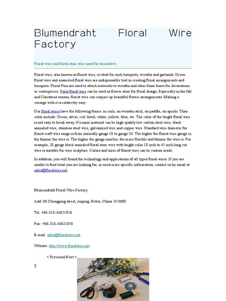 Composition of Floral Wire Explained | PDF | Floristry | Wire