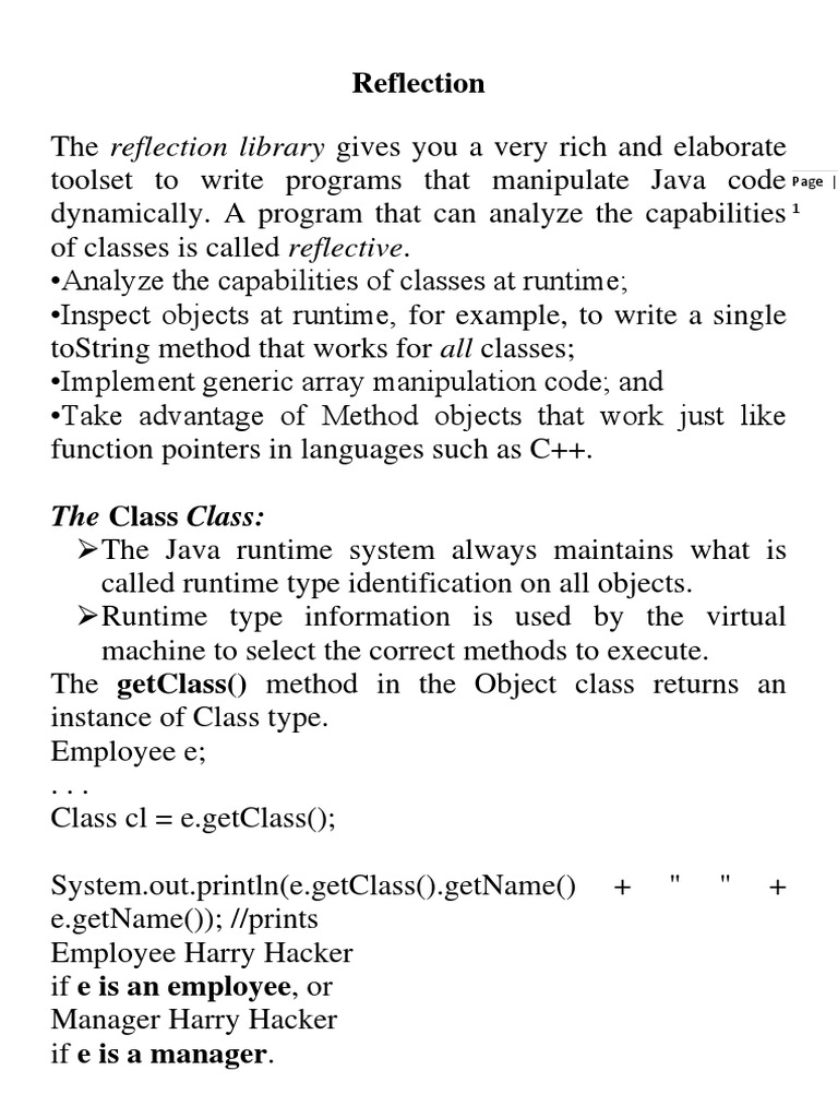 Reflection in Java | Download Free PDF | Method (Computer Programming) | Class (Computer ...