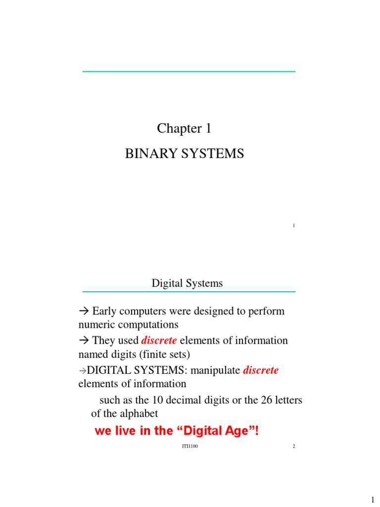ITI1100 CH 1 Binary Systems | PDF | Binary Coded Decimal | Naming Conventions