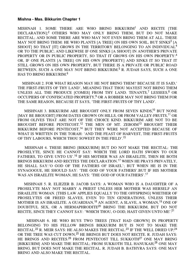 11 - Bikkurim (First Fruits) | PDF