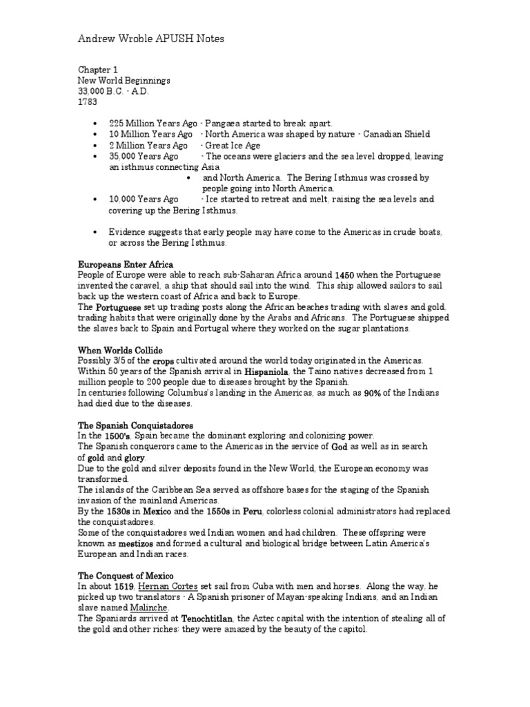 APUSH Notes Chapter 1 | PDF | Conquistador | Americas APUSH Notes Chapter 1 | PDF | Conquistador | Americas