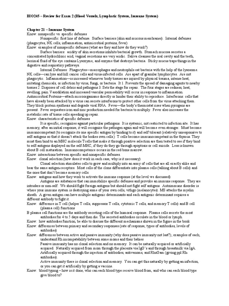 Lecture Exam 2 (BloodVesselsLymphaticsImmune) | PDF | Antigen | Phagocyte