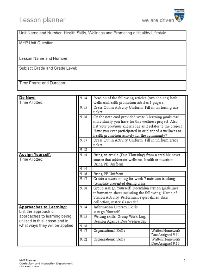 Weekly Lesson Plans Template 9.14-9.18 | Download Free PDF | Curriculum ...