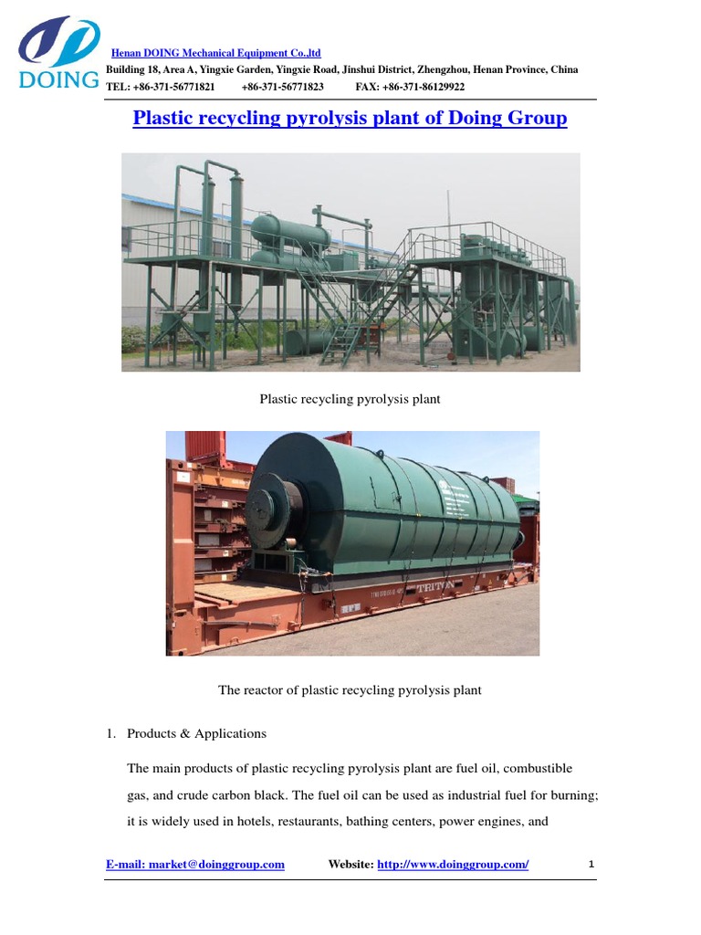 Plastic Recycling Pyrolysis Plant | PDF | Business
