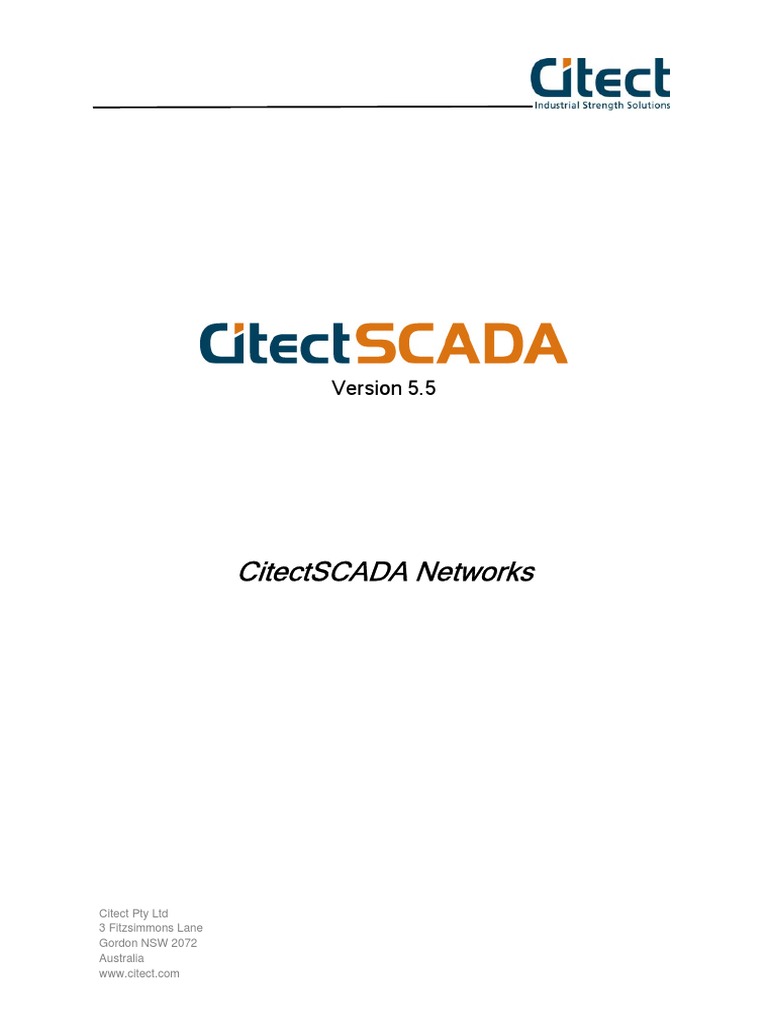 Citectscada Networks: Citect Pty LTD 3 Fitzsimmons Lane Gordon NSW 2072 ...