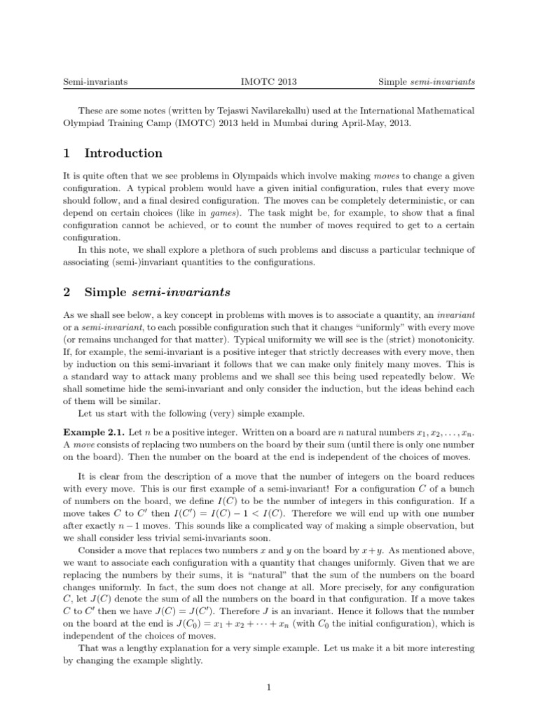 Analysis of Moves and Semi-Invariants: Exploring Problems Involving Configurations and Their ...