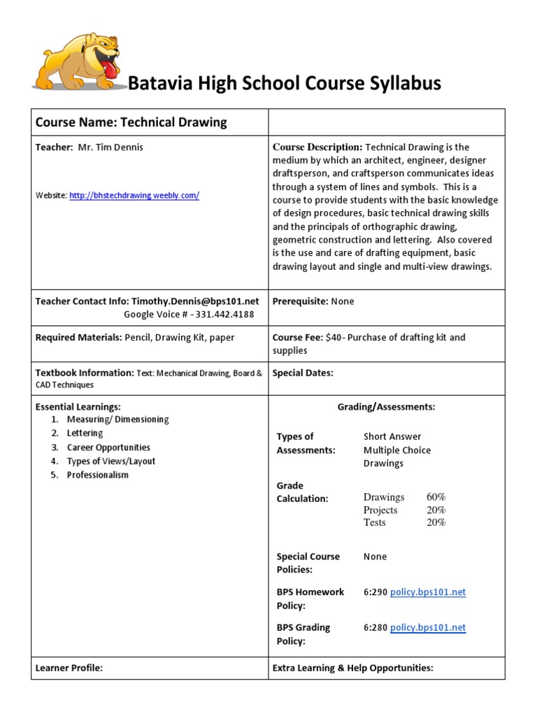 Technical Drawing Course Syllabus | PDF | Technical Drawing ...