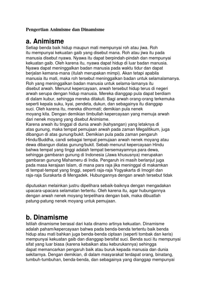 Pengertian Animisme Dan Dinamisme | PDF