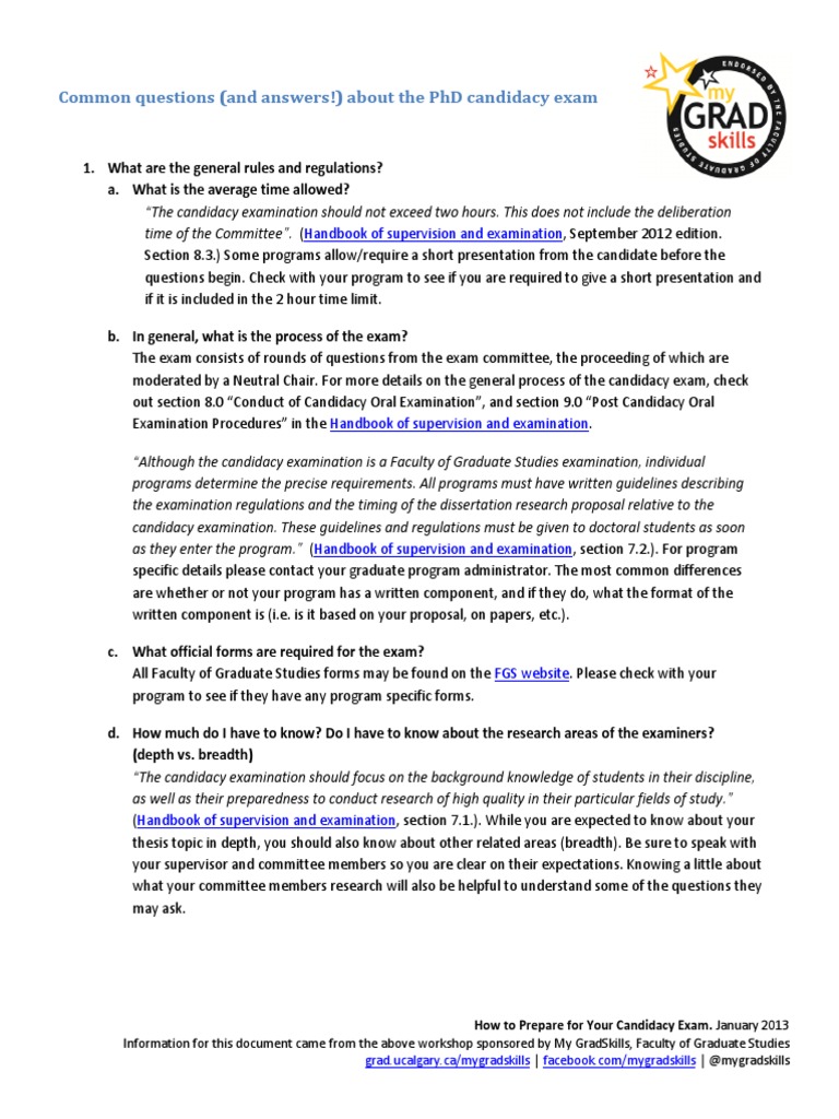 Preparing for Your PhD Candidacy Exam | PDF | Graduate School | Test ...