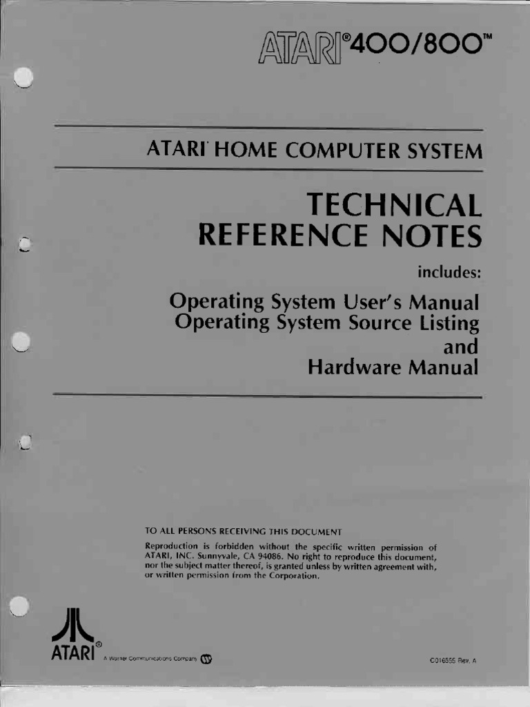 Atari 800 Operating System Manual, Part 1 of 4 | PDF | Computer ...