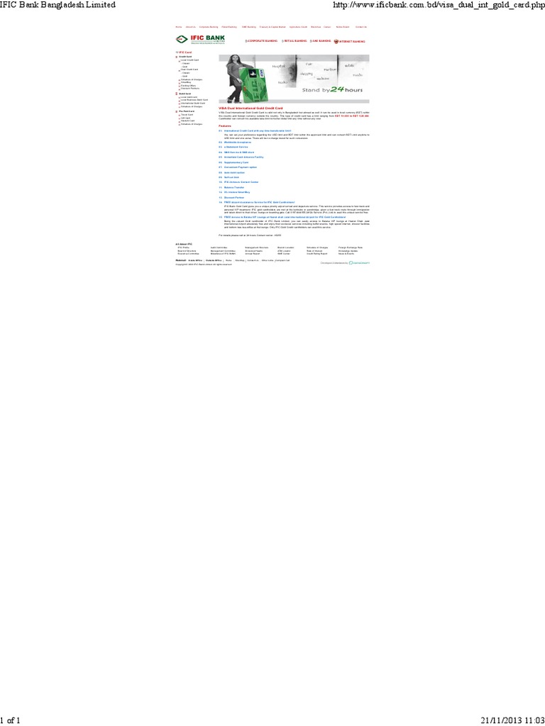 IFIC Bank Bangladesh Limited | PDF | Credit Card | Debit Card