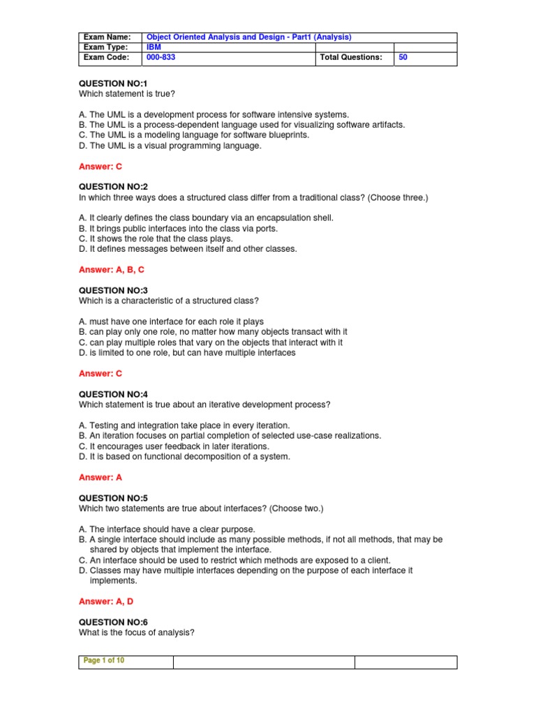 IBM OOAD Exam Insights | PDF | Class (Computer Programming) | Inheritance (Object Oriented ...