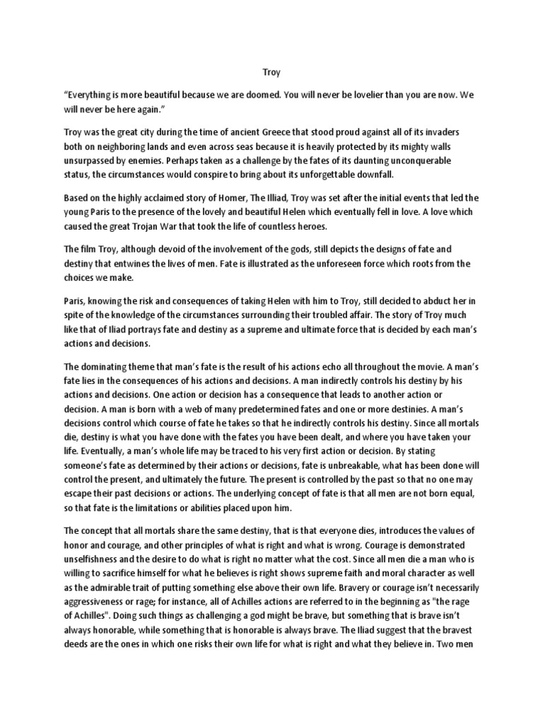 Troy - Docx Troy Movie Review | PDF | Destiny | Iliad