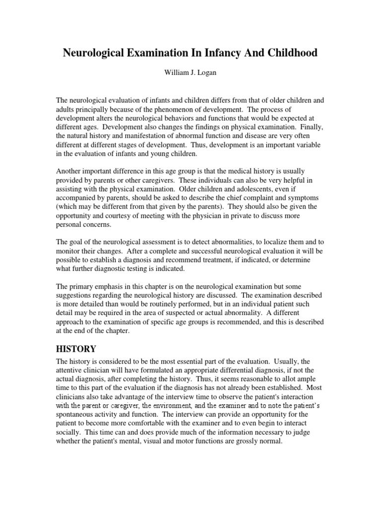 Pediatric Neurological Examination Guide | PDF | Memory | Neurology