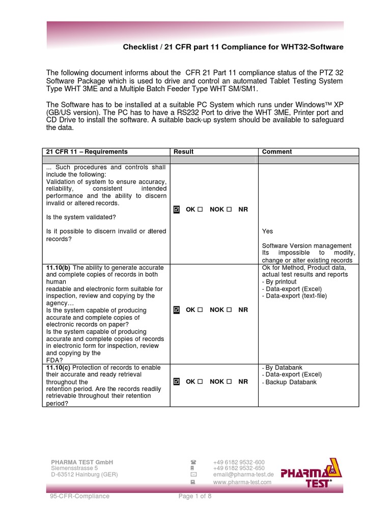 21 CFR 11 Checklist | PDF | Identity Document | Password
