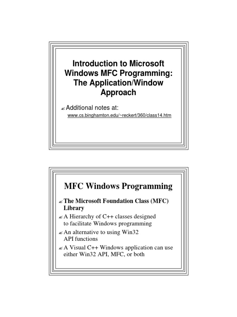 Introduction To Microsoft Windows Mfc Programming The Application Window Approach Download
