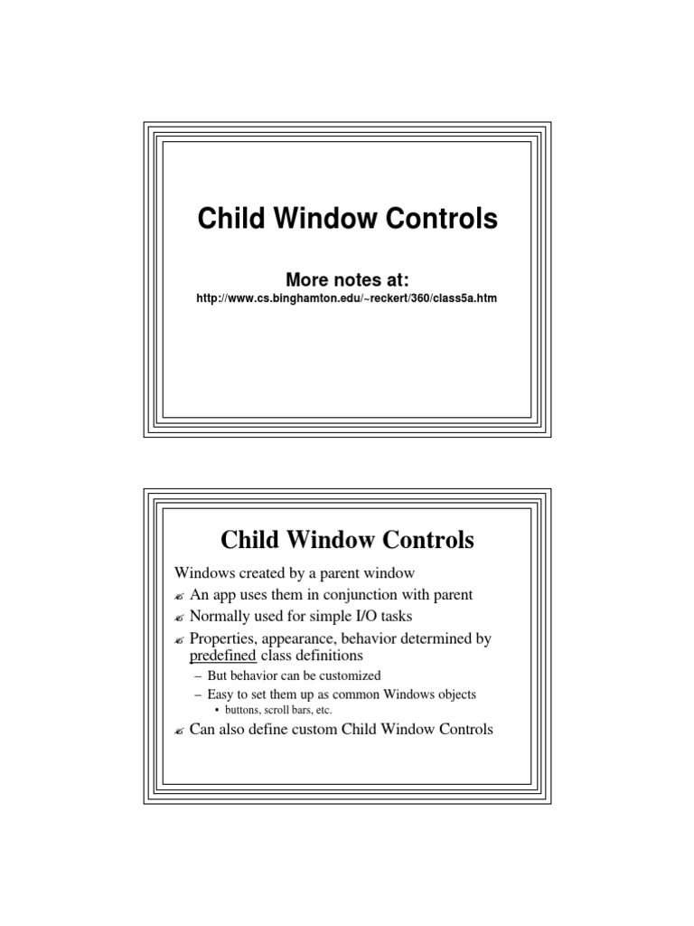 Child Window Controls | PDF | Button (Computing) | Application Programming Interface