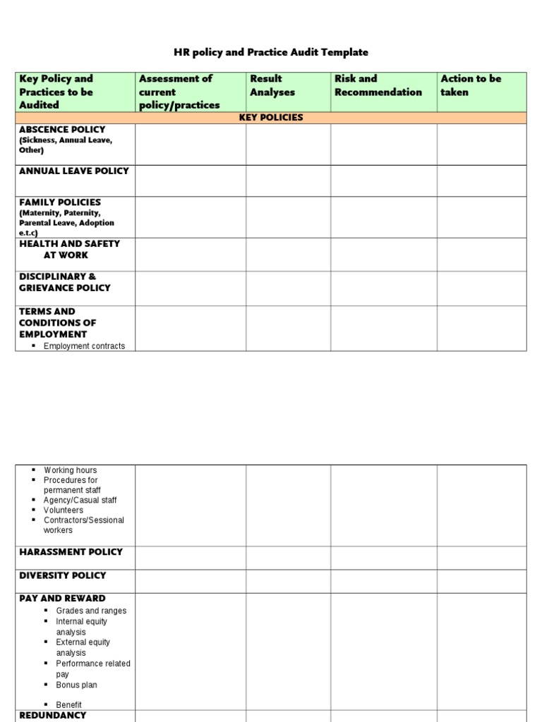 Key HR Audit Template | PDF