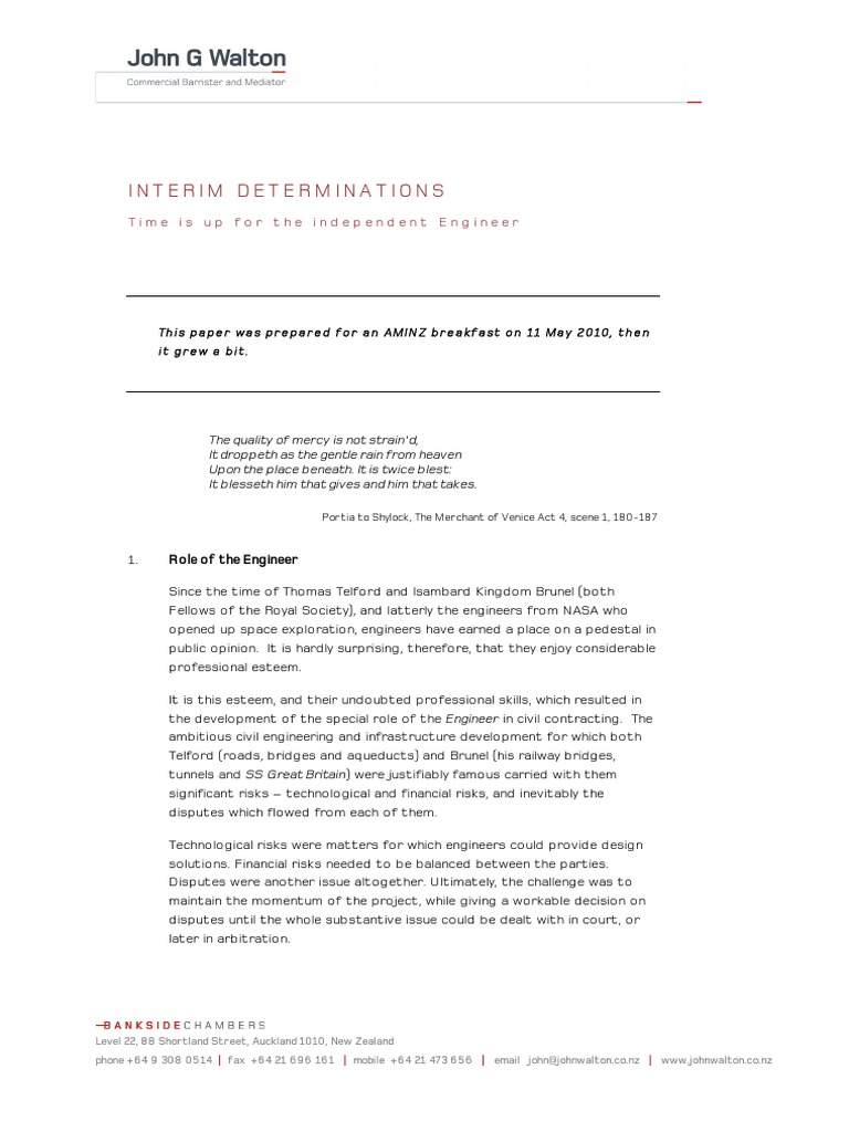 Interim Determinations in Engineering Contracts | PDF | Arbitration ...