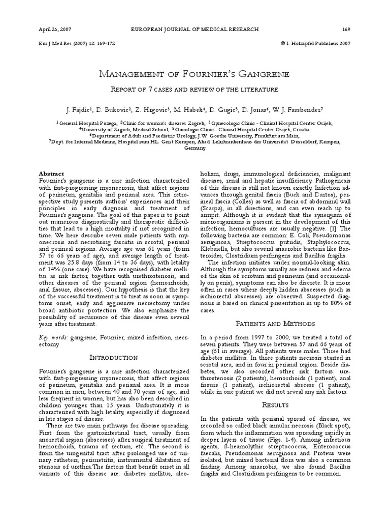 Management of Fournier Gangren | PDF | Infection | Wound
