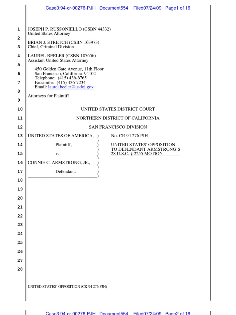 20090724a Opposition To 2255 Motion | PDF | Actual Innocence | Prosecutor