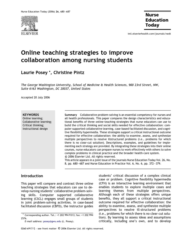Online Teaching Strategies To Improve Collaboration Among Nursing ...