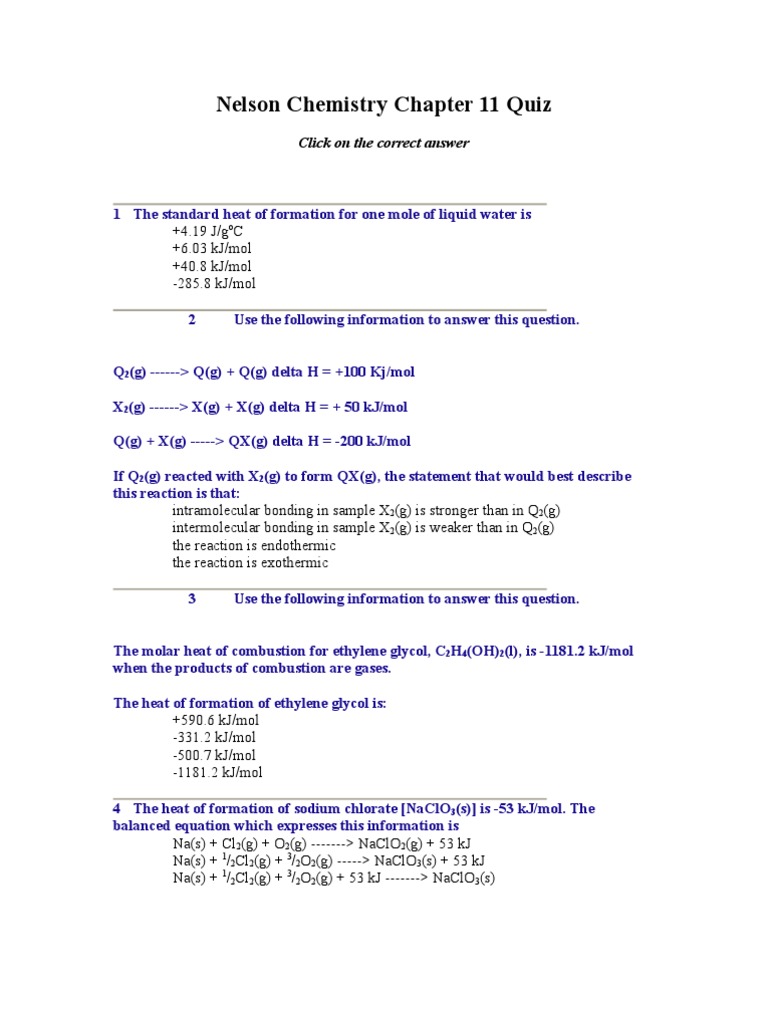 Chemistry Chapter 11 Quiz | PDF | Fahrenheit | Celsius