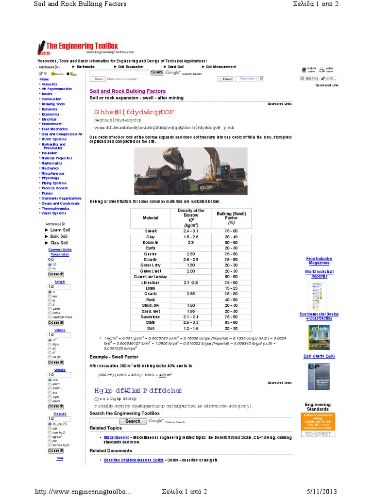 Soil Rock Bulking Factor D 15 | PDF | Soil | Density